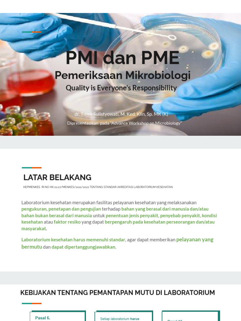 PMI Dan PME Pemeriksaan Mikrobiologi | PDF