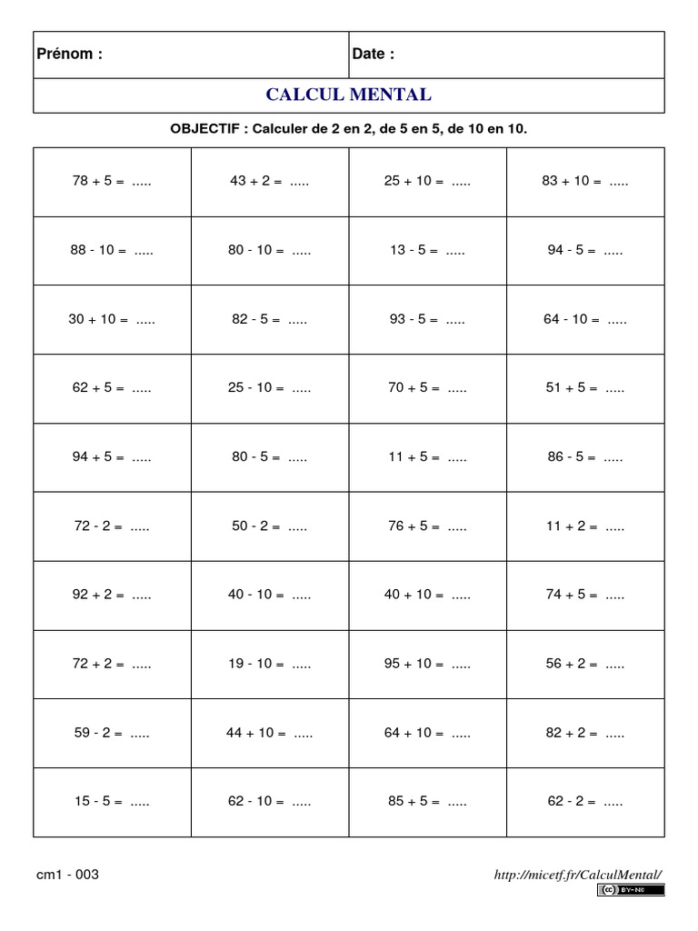 Calcul Mental: Addition et Soustraction | PDF | Teaching Methods & Materials | Computers