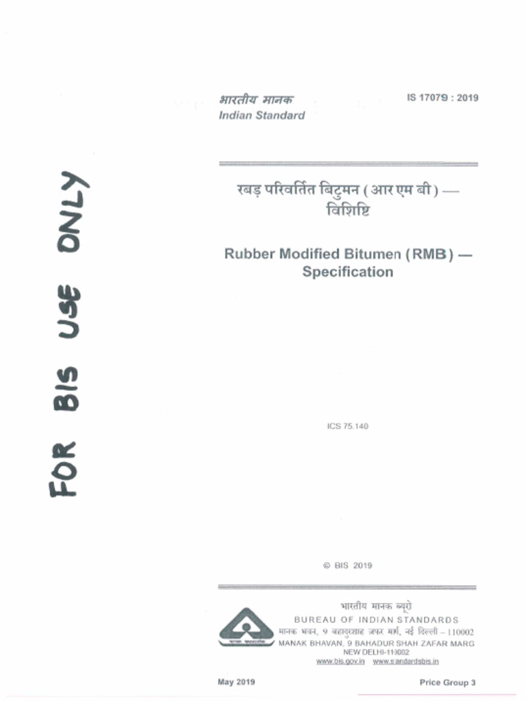 Rubber Modified IS 17079 - 2019 | PDF