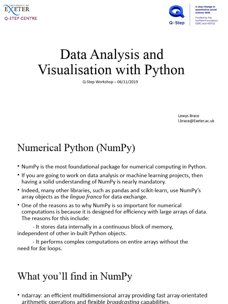 Q Step Ws 06112019 Data Analysis And Visualisation With Python Pdf Parameter Computer