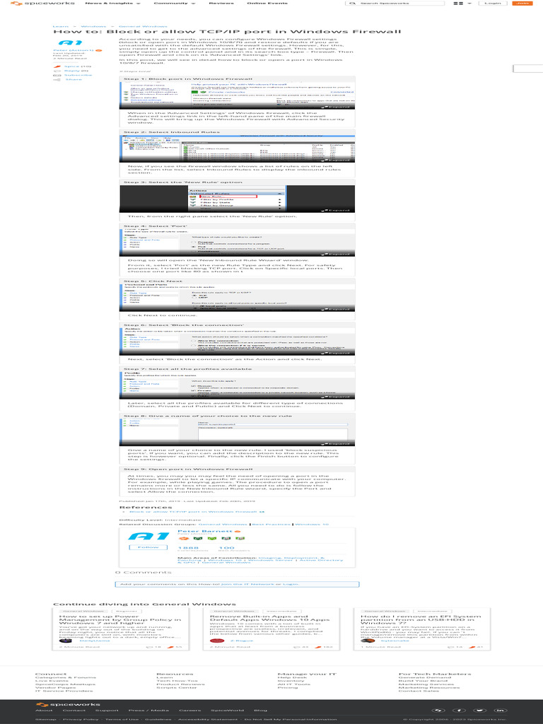 Block or Allow TCP - IP Port in Windows Firewall - Windows Forum | Download Free PDF | Port ...