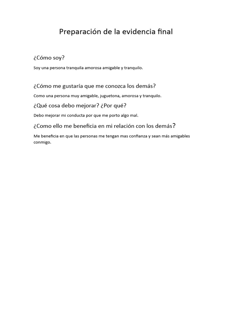 Preparación de La Evidencia Final | PDF
