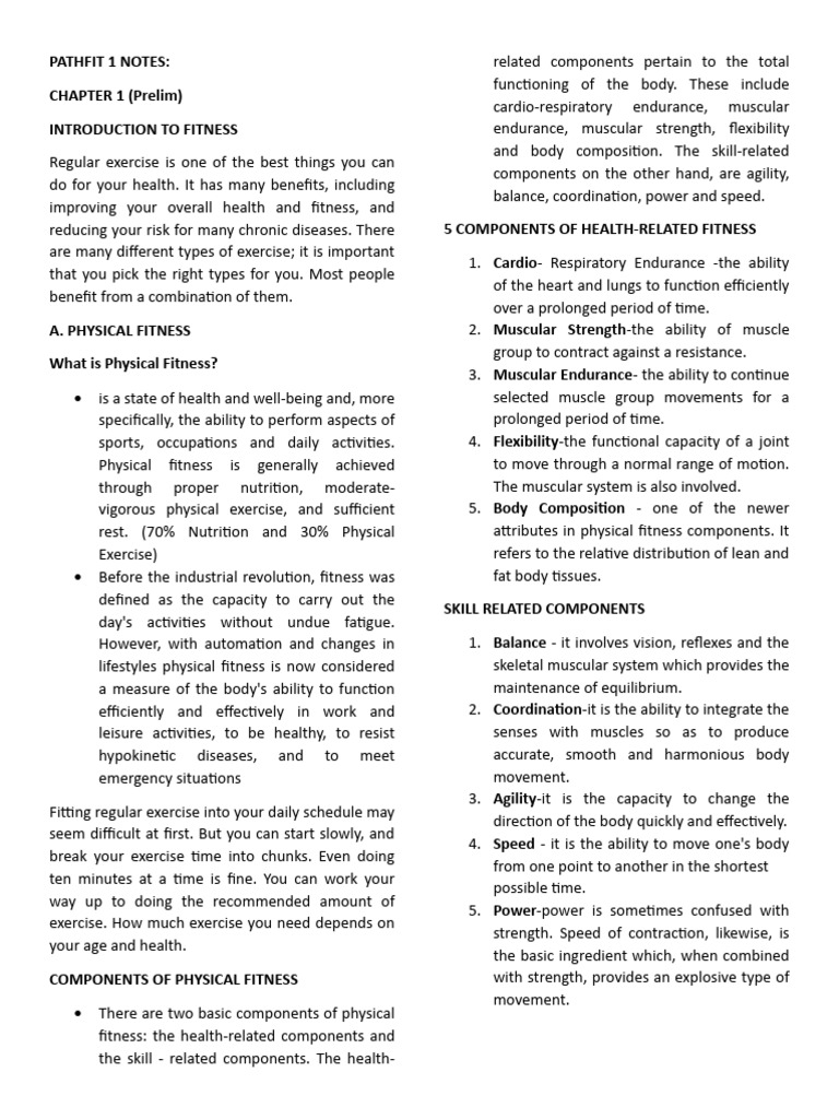 Pathfit 1 Notes | PDF | Anatomical Terms Of Motion | Physical Fitness