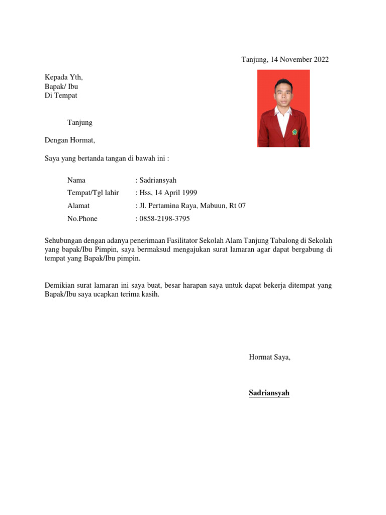 Surat Lamaran Keru | PDF