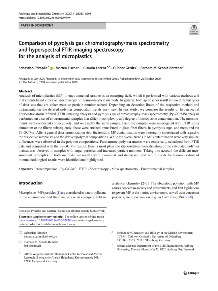 Comparison of Pyrolysis Gas Chromatography/mass Spectrometry and ...