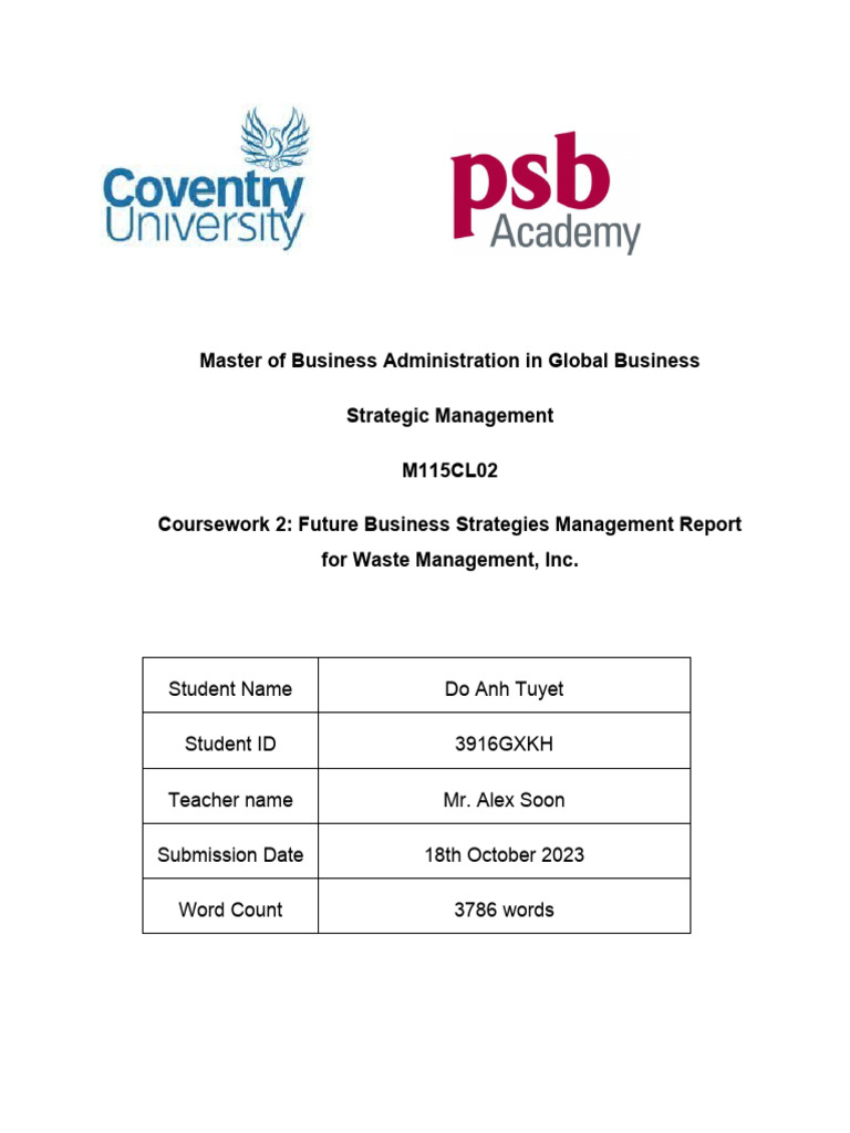 STM Individual Assignment DoAnhTuyet 3916GXKH | PDF | Strategic Management | Waste Management