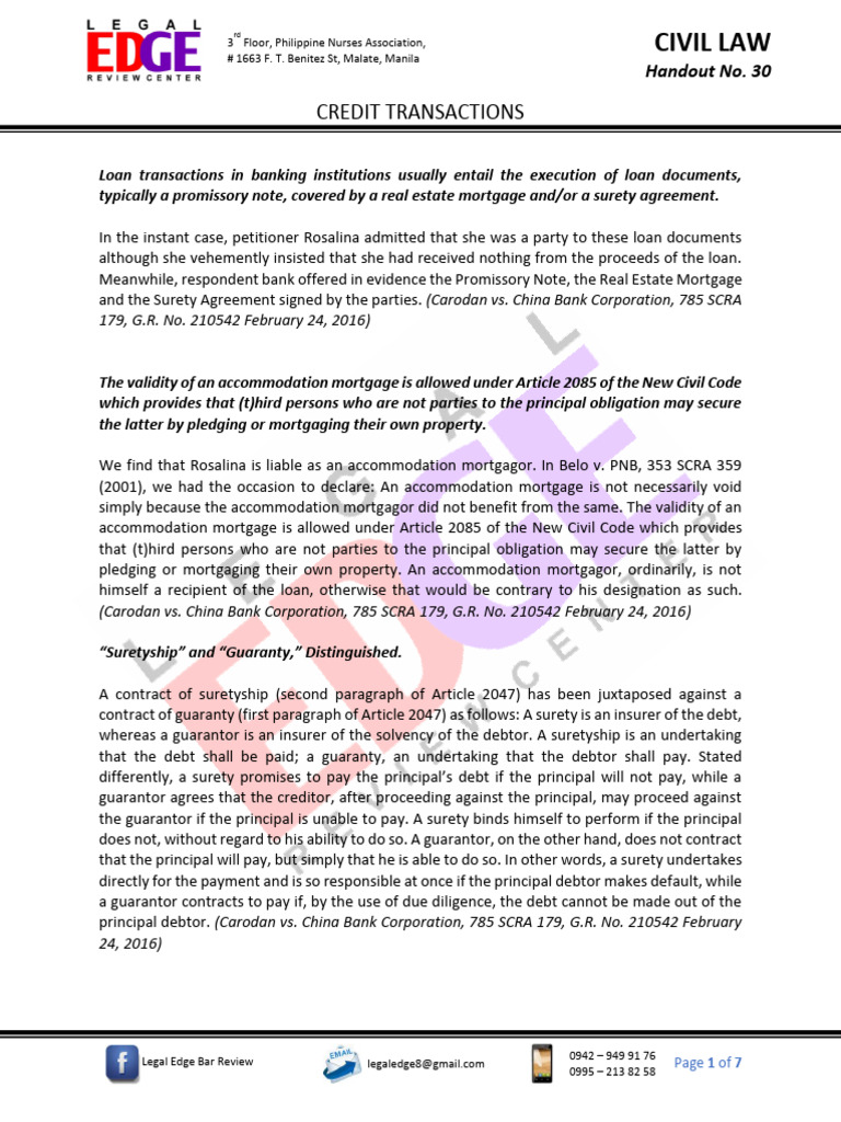 XXX HO#30 - Civil Law - Credit Transactions | Download Free PDF ...