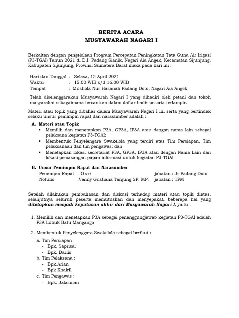 Berita Acara Md i Venny Fix | PDF Berita Acara Md i Venny Fix | PDF