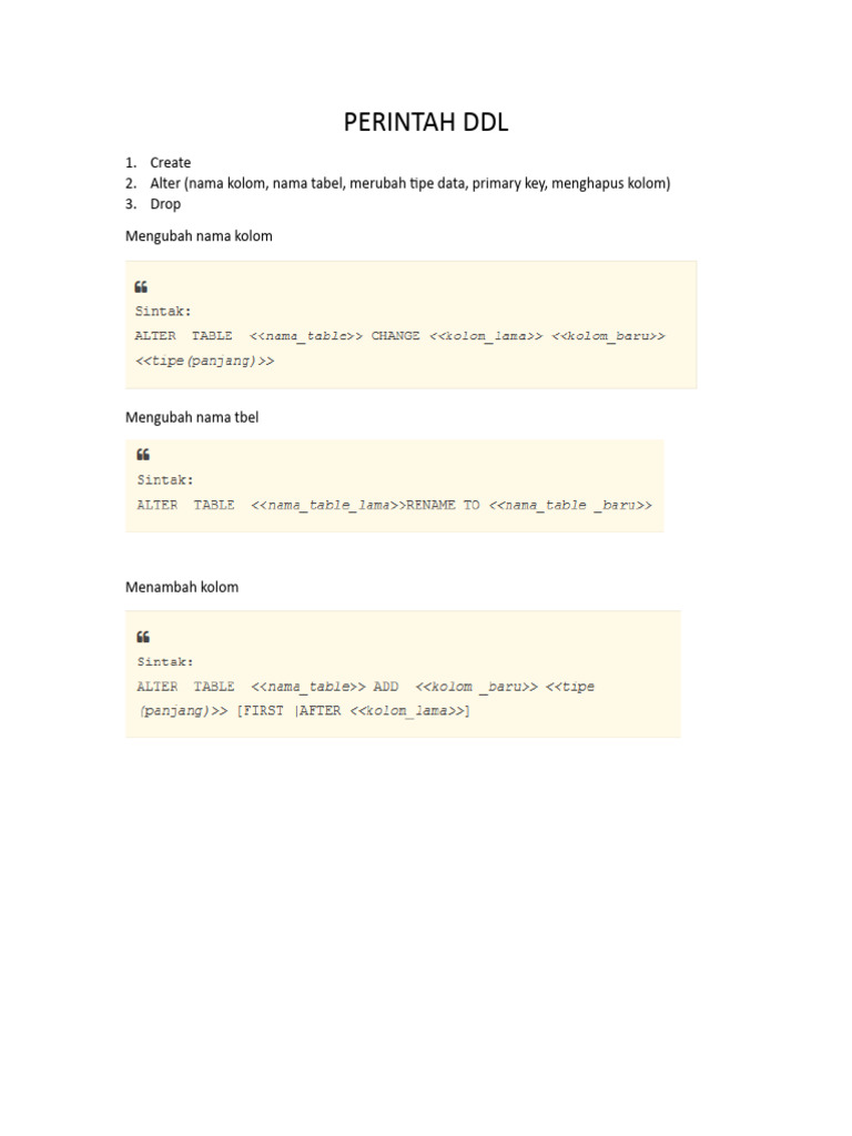 Latihan Perintah DDL | PDF