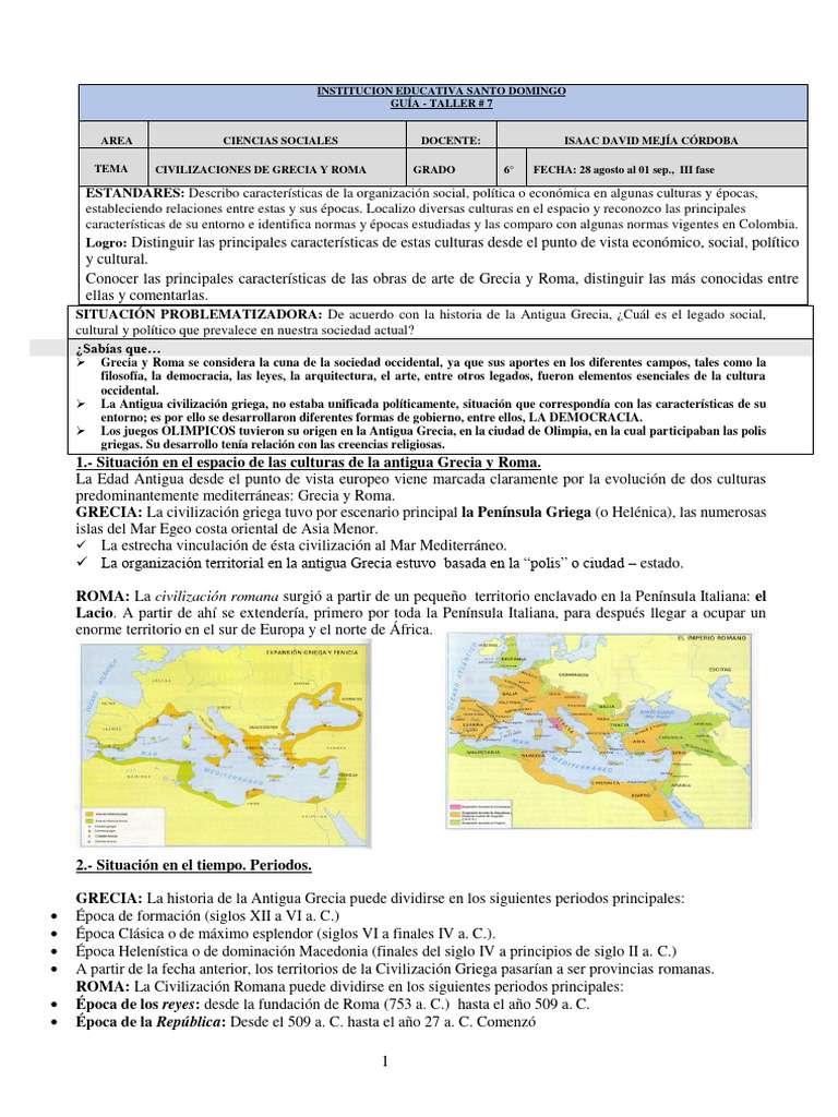 Civilizaciones de Grecia y Roma: Guía Educativa | PDF | Antigua Grecia ...