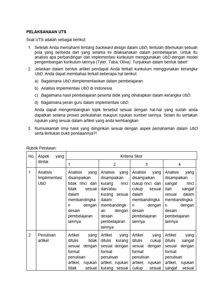 Analisis Implementasi UbD | PDF