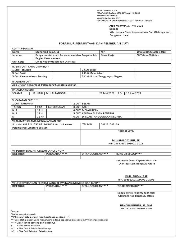 Blanko Cuti 2020 | PDF