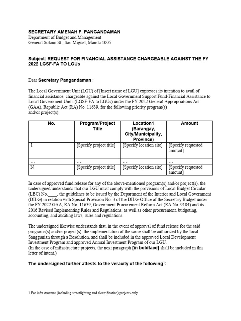 Request Letter To DBM | PDF | Economies | Government