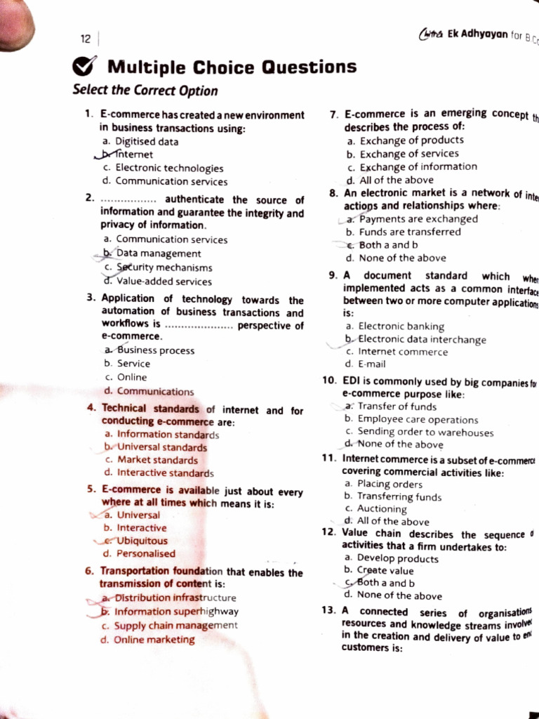 E Commerce 5units Mcqs Multiple Choice Questions | PDF | E Commerce | Business