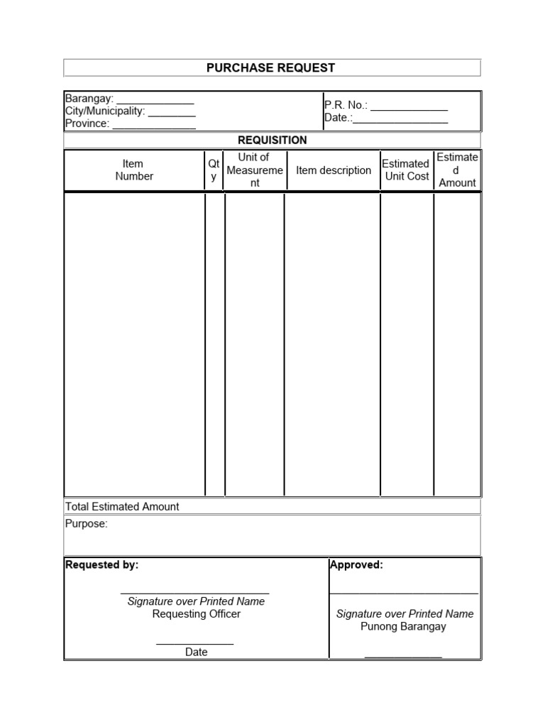 Purchase Request Form | PDF