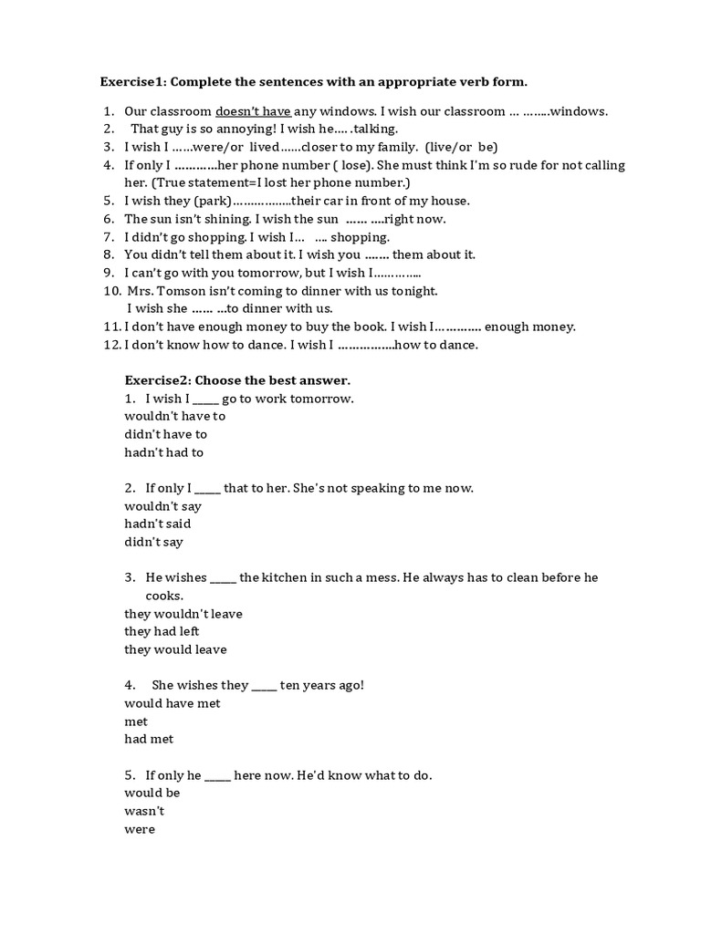 Subjunctive Mood Exercises and Practice | PDF