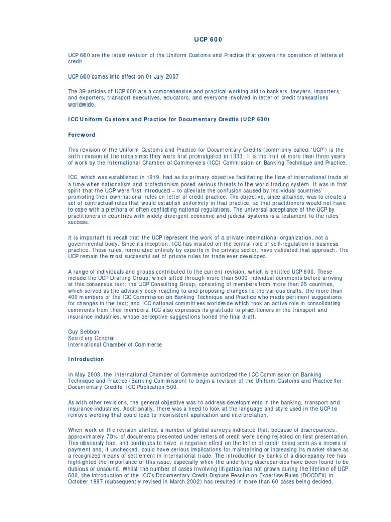 Ucp 600 | PDF