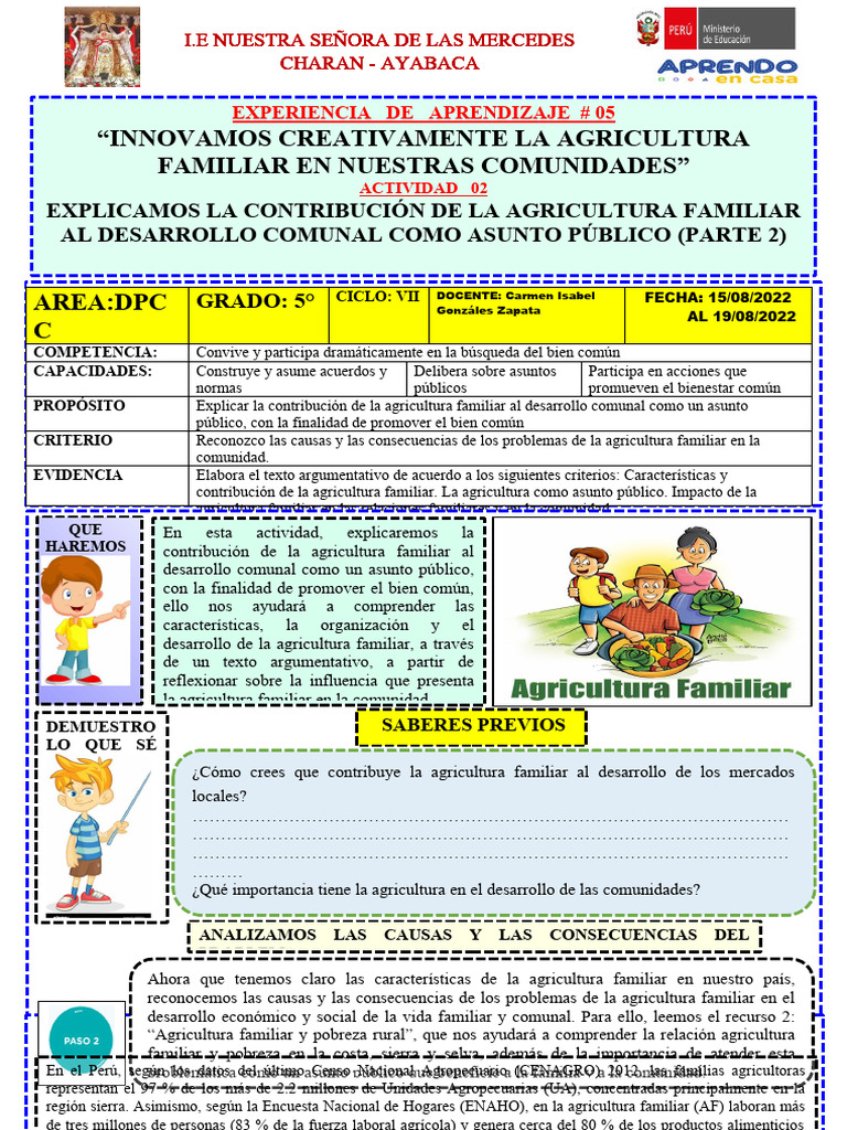 Agricultura Familiar y Desarrollo Comunal | PDF | Agricultura | Economias