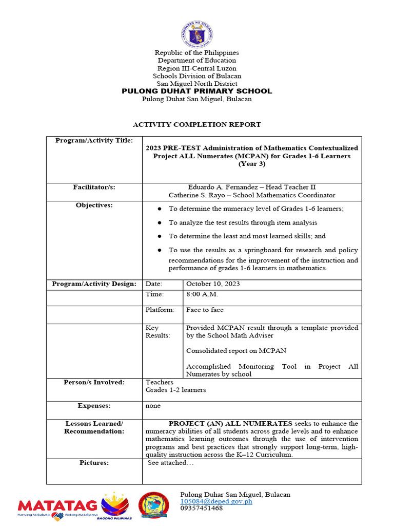 2023 Math Pre-Test Report for Grades 1-6 | PDF | Cognitive Science ...