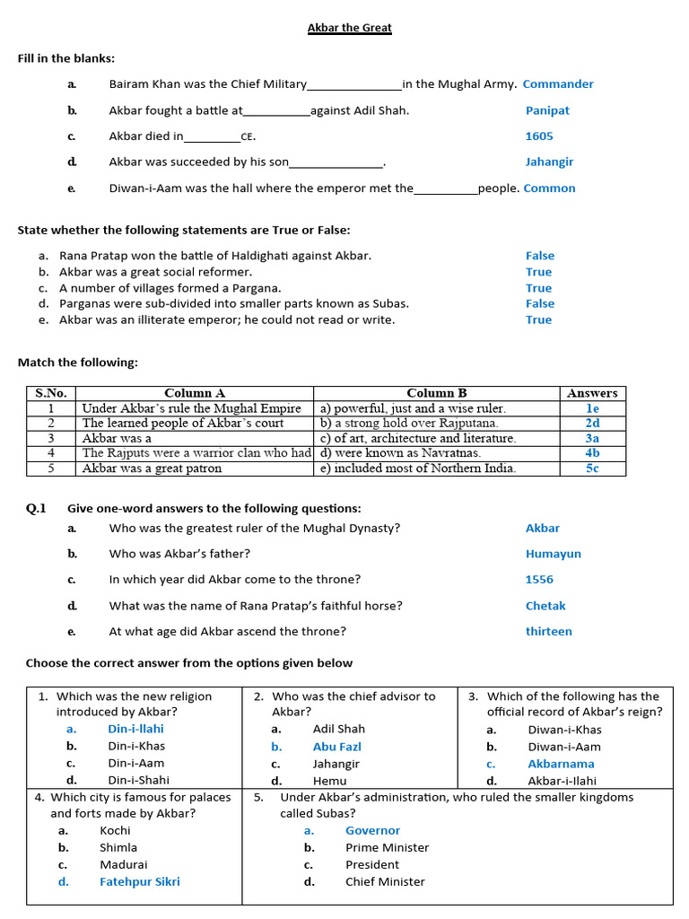CH 4 - Ans | PDF | Timurid Dynasty | Mughal Empire