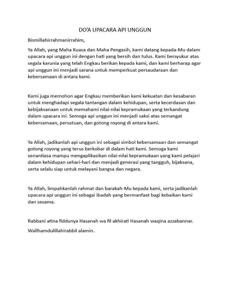 Doa Api Unggun Pramuka | PDF | Memasak, Makanan, & Anggur | Puisi