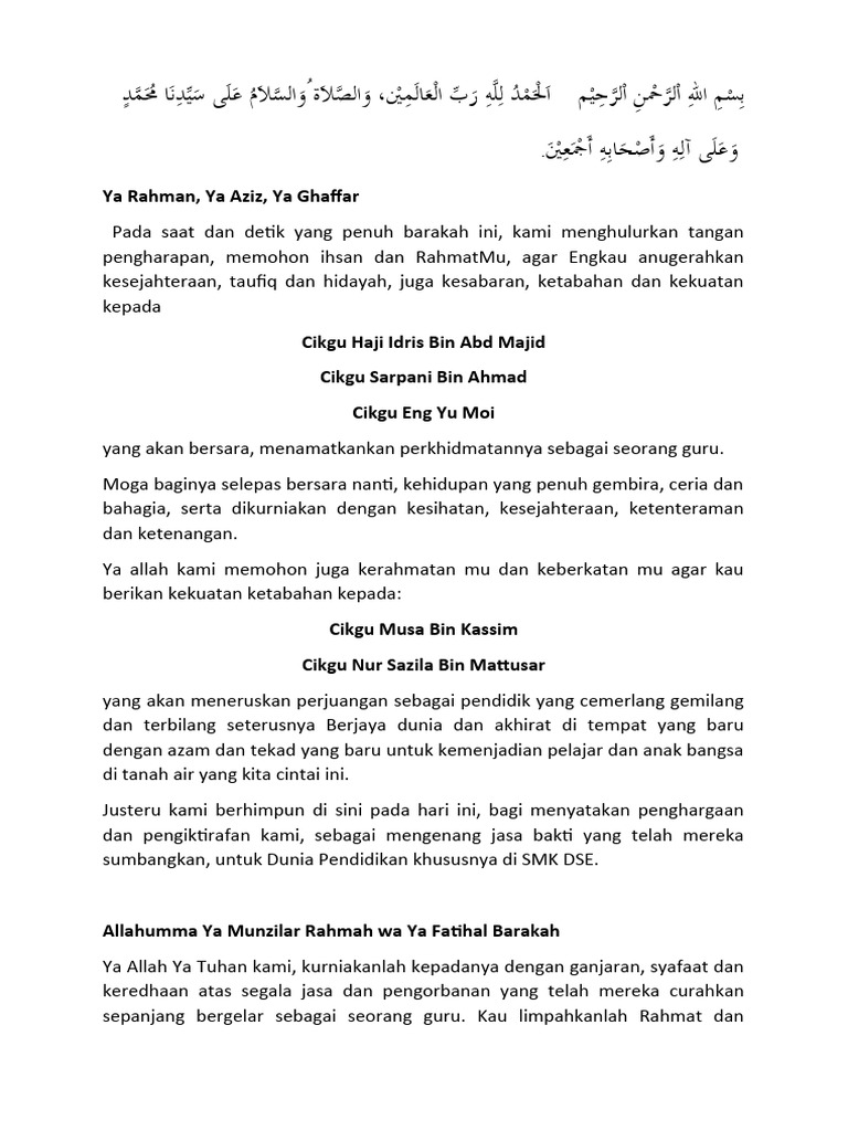 DOA MAJLIS PERSARAAN | PDF