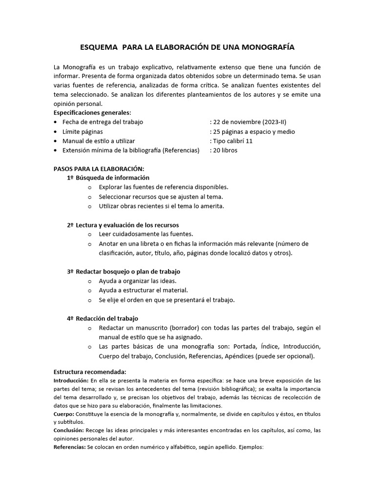 Esquema para La Elaboración de Una Monografía | PDF | Ensayos