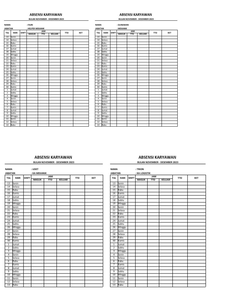 Form Absen Manual | PDF