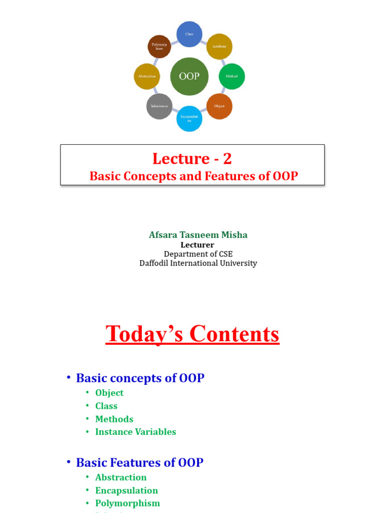 Lecture - 2-Basic Conecpts and Features of OOP | PDF | Class (Computer Programming) | Method ...