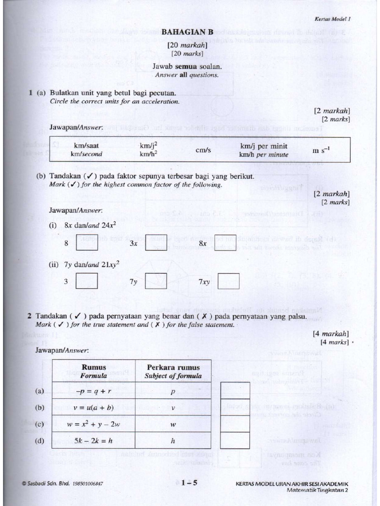 Kertas Modul 1 Form 2 | PDF
