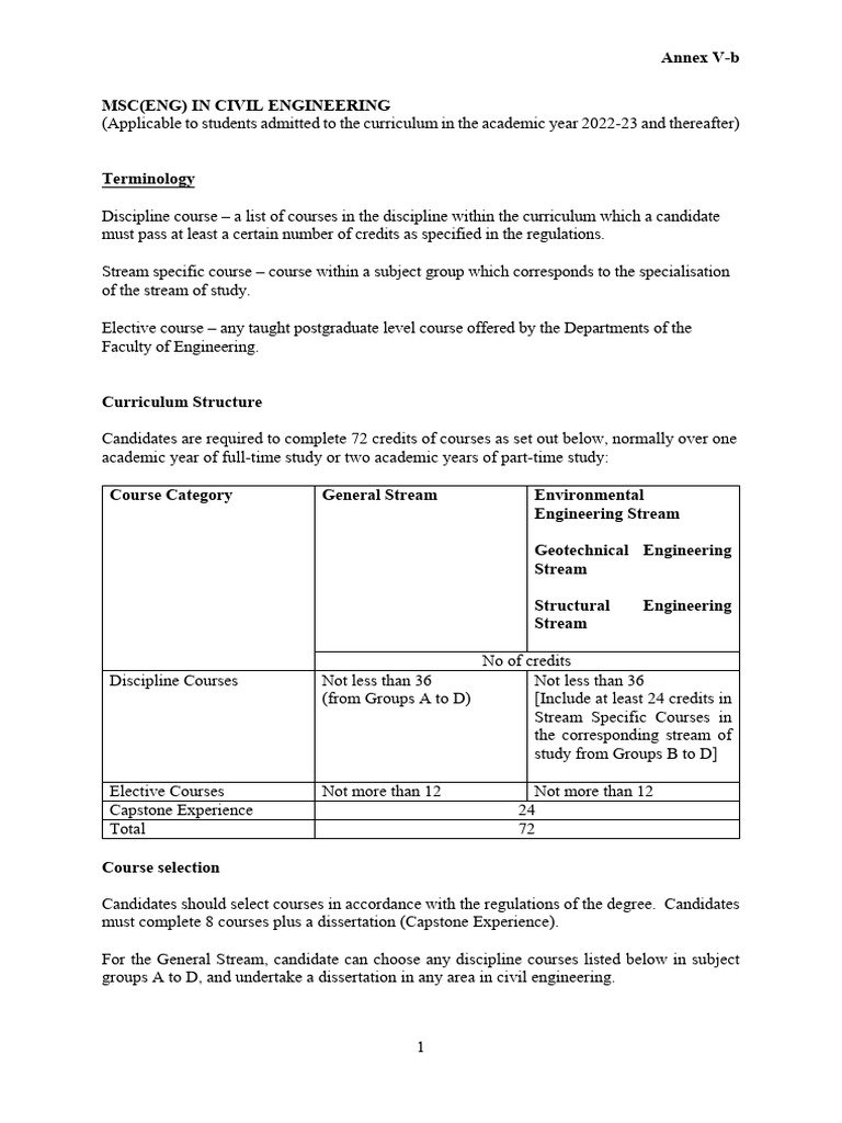 MSc in Civil Engineering Curriculum Guide | PDF | Sewage Treatment ...