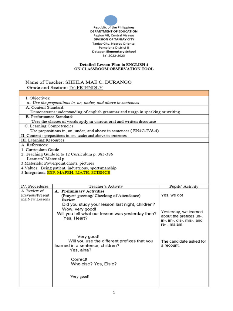 COT English 4th Quarter | PDF | Curriculum | Linguistics