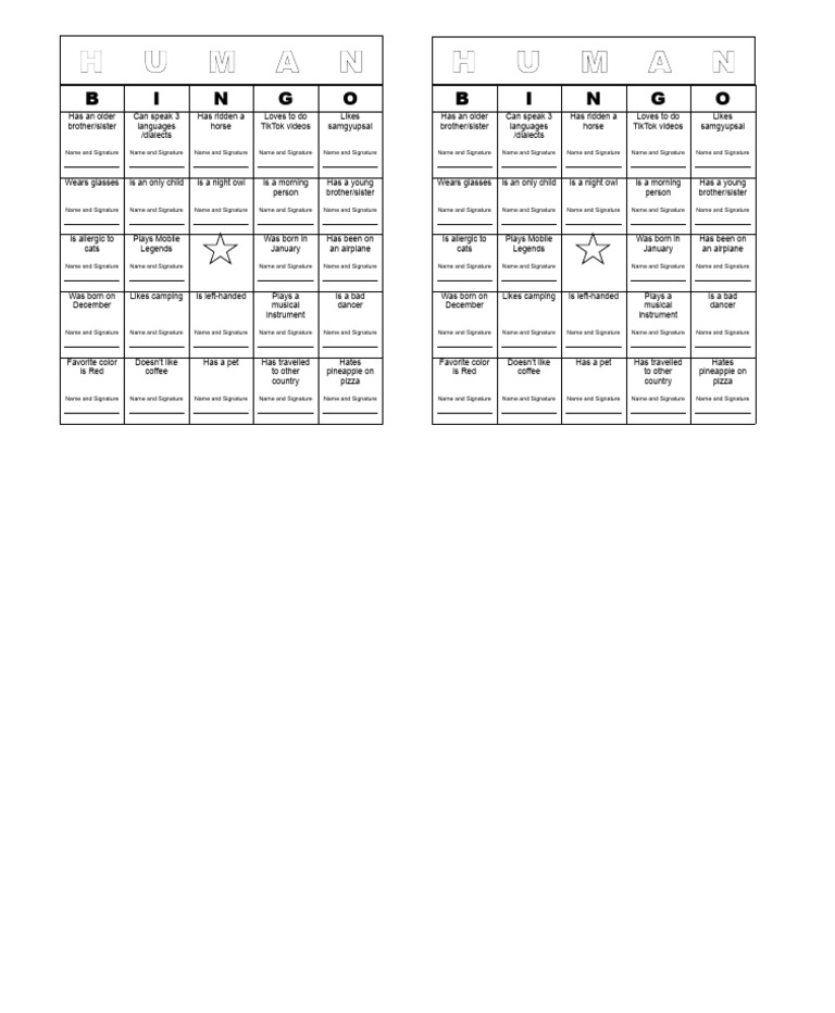 Human Bingo | PDF