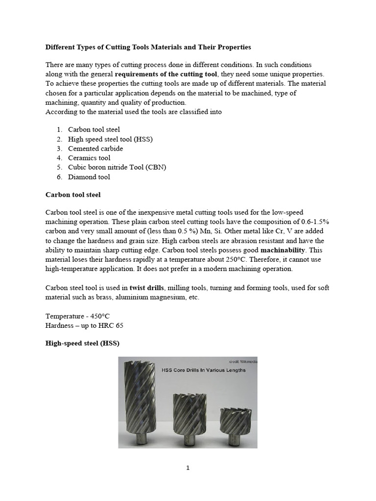 Different Types of Cutting Tools Materials and Their Properties | PDF | Steel | Industrial Processes