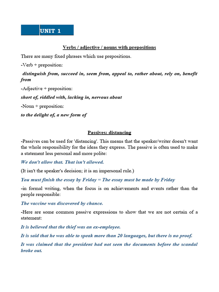 ADVANCED | PDF | Verb | Preposition And Postposition