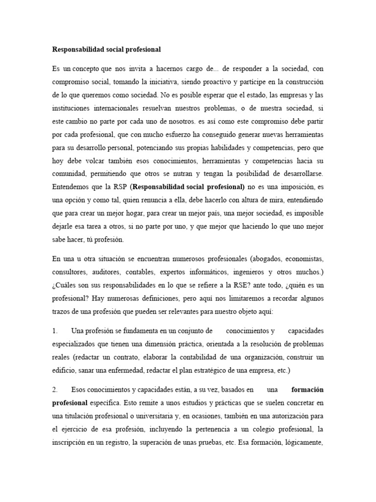 Etica y Responsabilidad Profesional. | PDF | Business | Responsabilidad ...