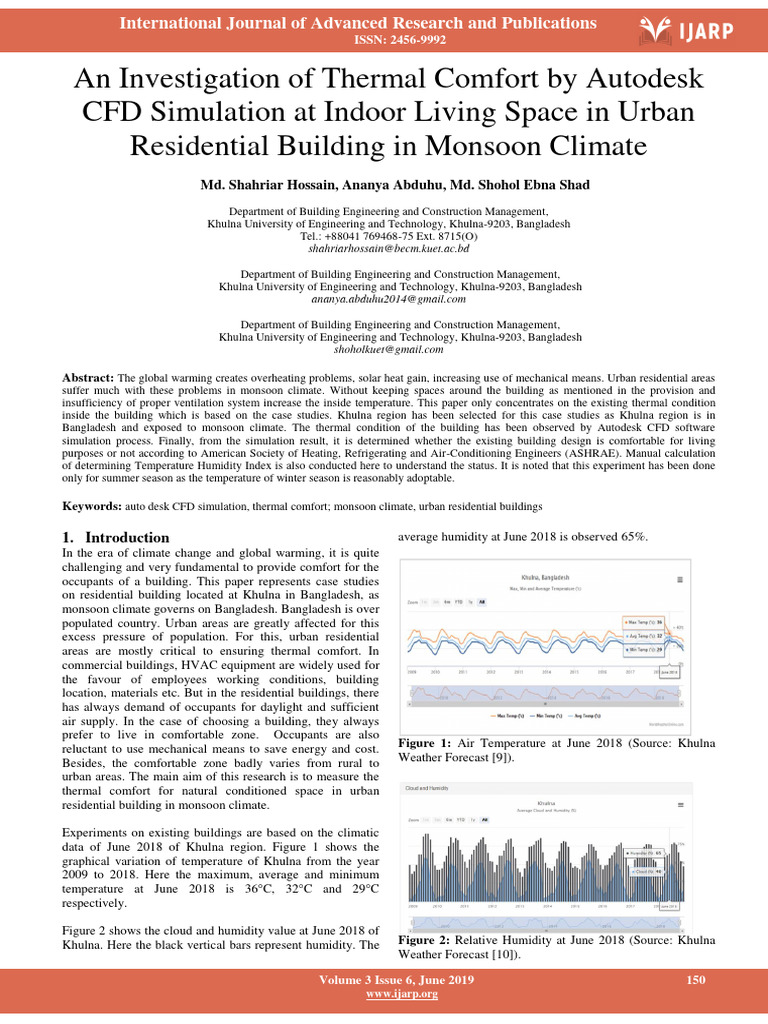 An Investigation of Thermal Comfort by Autodesk CFD Simulation at Indoor Living Space in Urban ...