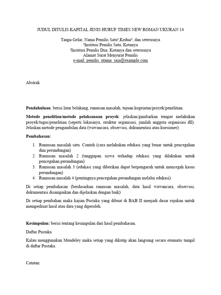 FORMAT PENULISAN ARTIKEL PROYEK Atau TUGAS | PDF | Karier & Perkembangan