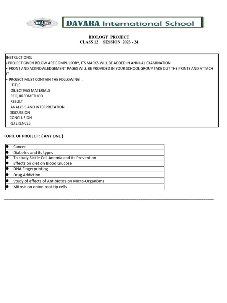 Biology Project... Class 12... 2023-24 | PDF