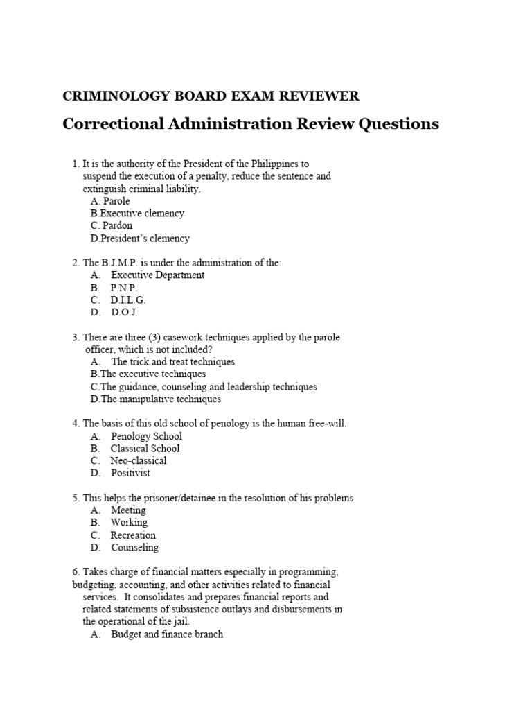 Criminology Board Exam Reviewer | Download Free PDF | Prison | Pardon