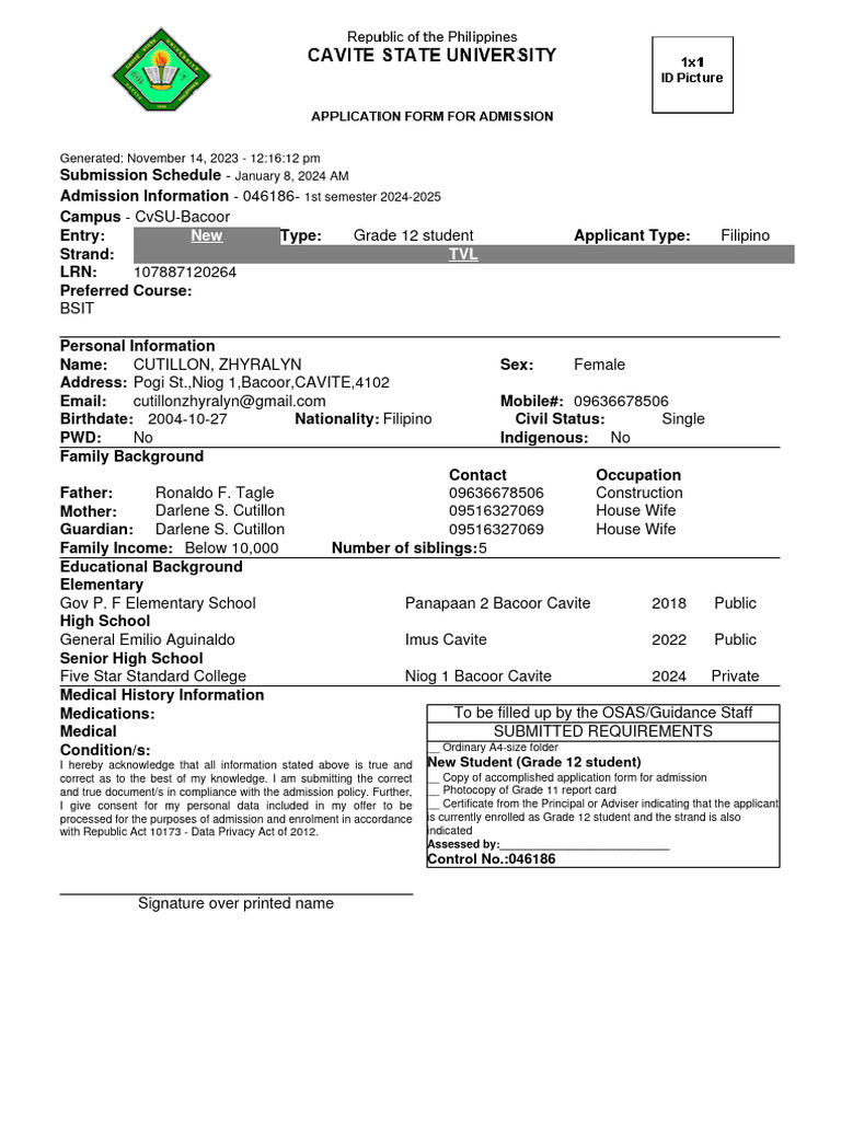 CUTILLONZHYRALYN AppForm | PDF