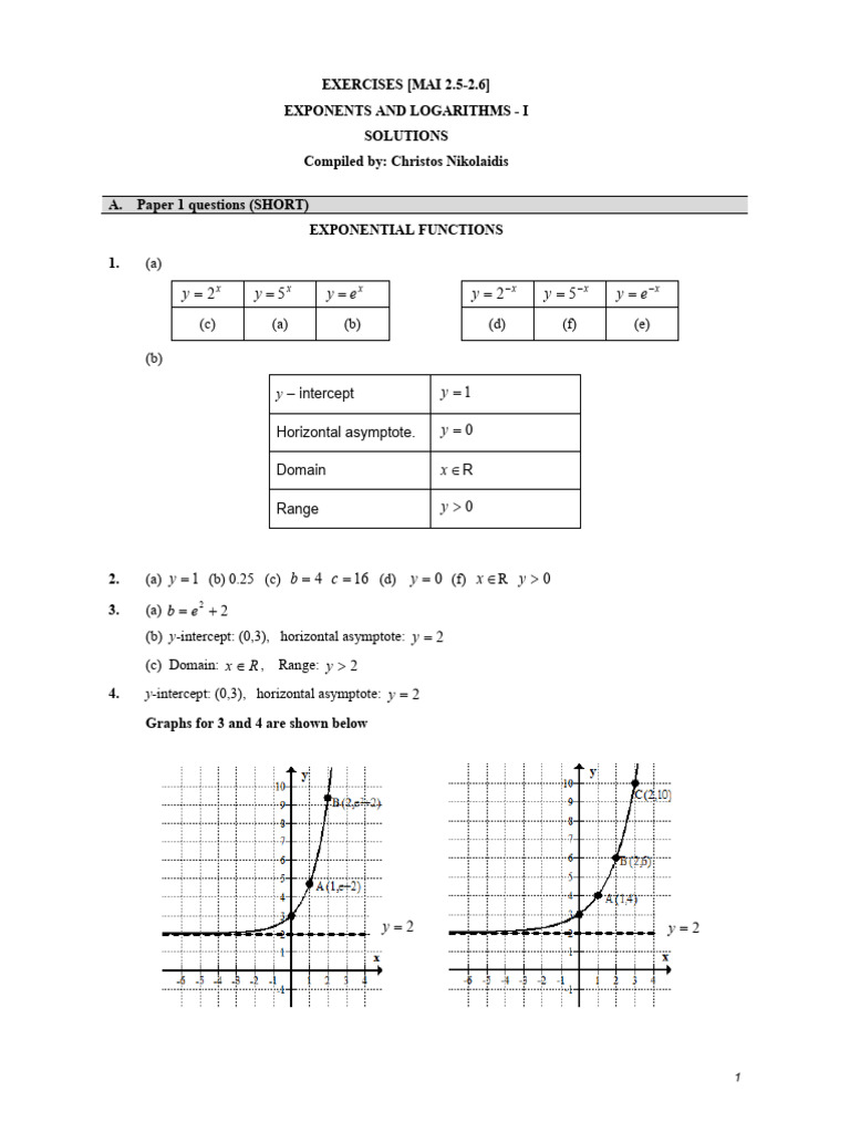 Exponents and Logarithms Exercises | PDF | Logarithm | Functions And Mappings