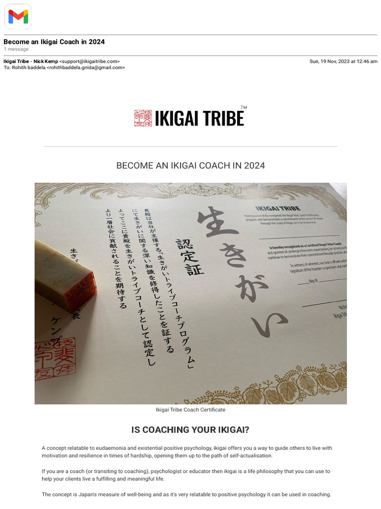 Become an Ikigai Coach in 2024 | PDF | Positive Psychology | Self ...