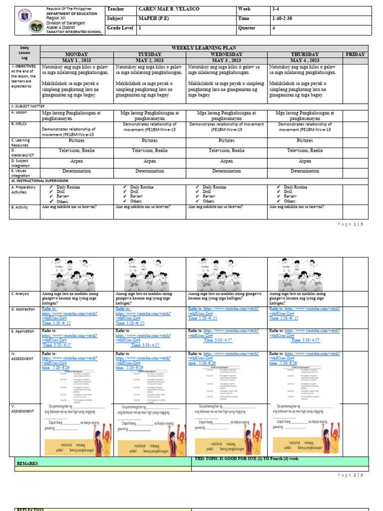 Mapeh 1 Q4 Week 1 4 P E Pdf