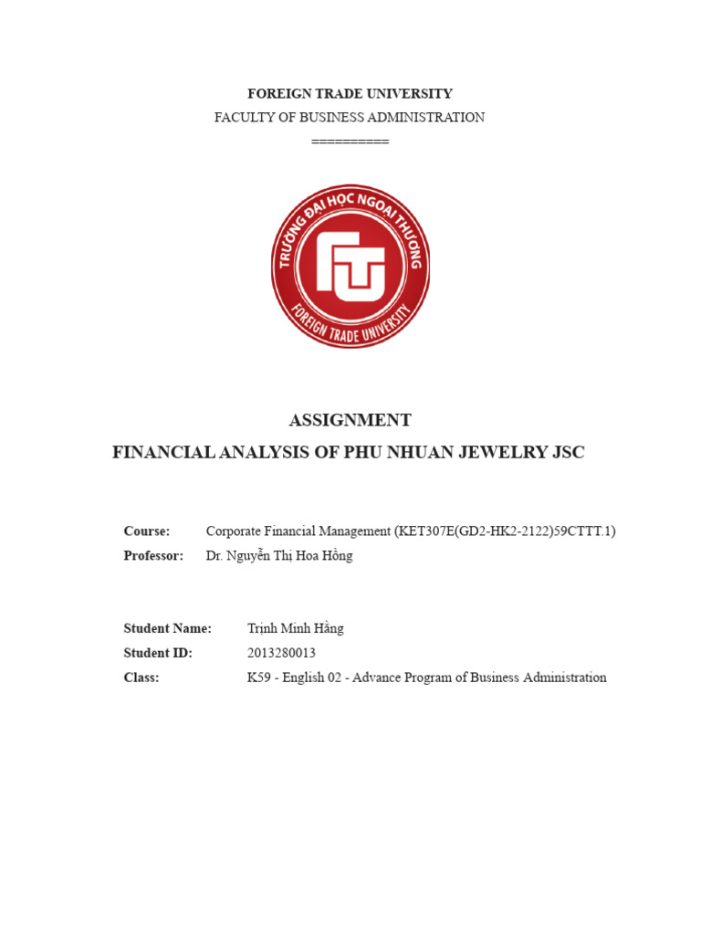 Assignment Financial Management | PDF | Vietnam | Gross Margin