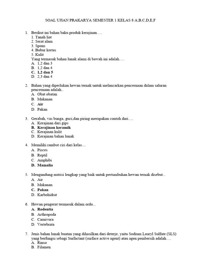 SOAL PRAKARYA KELAS 8 Salmi | PDF