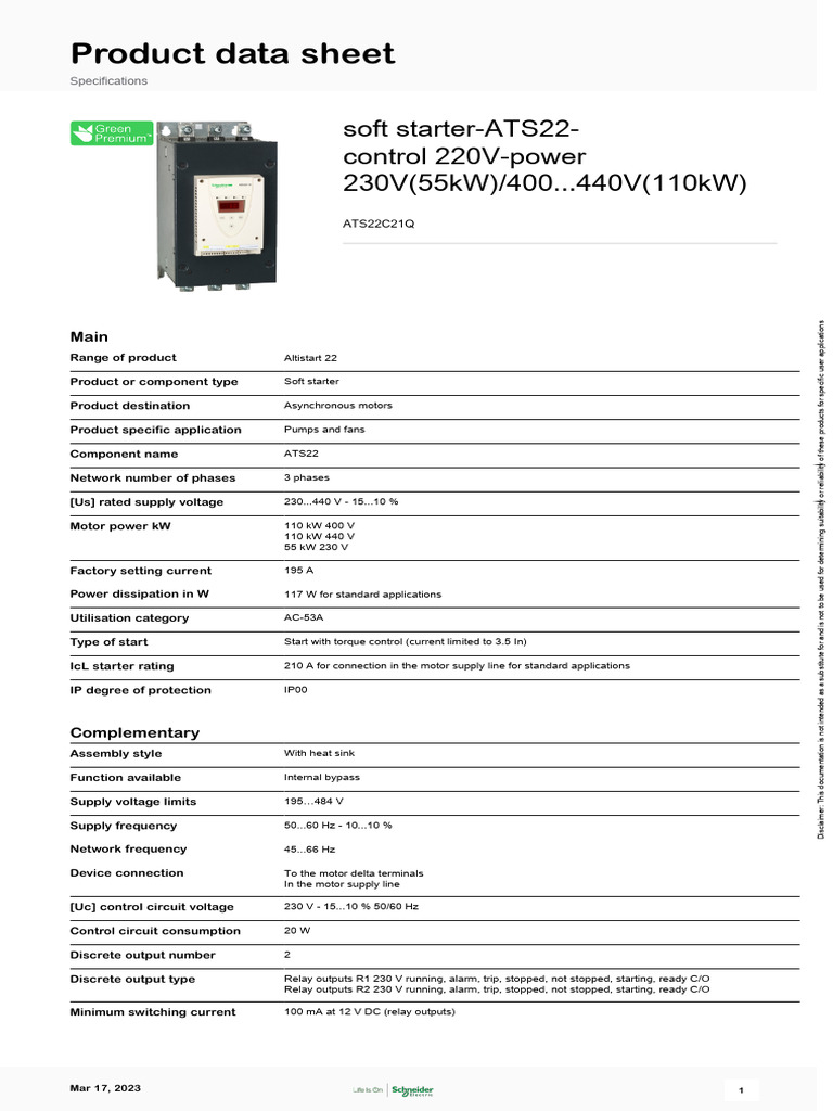 Altistart 22 - ATS22C21Q | Download Free PDF | Electric Motor | Relay