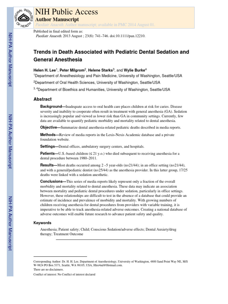 Trends of Dental in PDS and GA | PDF | Anesthesia | Dentist