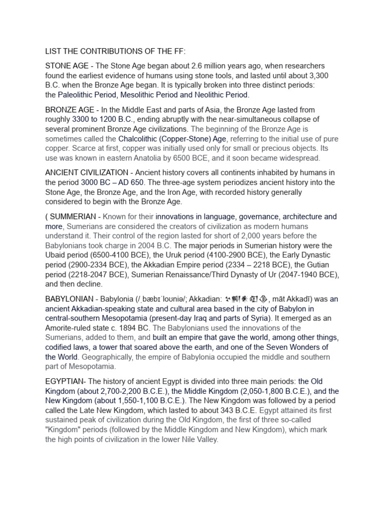 Sts Assignment | PDF | Sumer | Bronze Age