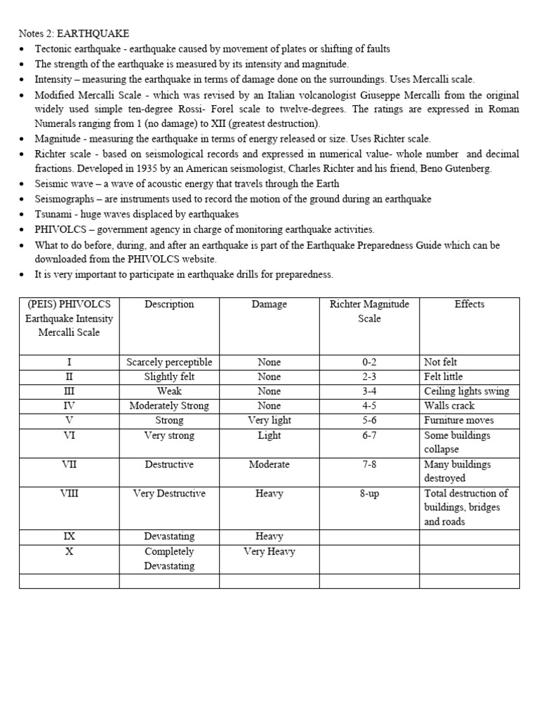 NOTES 2-3 Earthquake and Faults | PDF | Earthquakes | Structure Of The ...